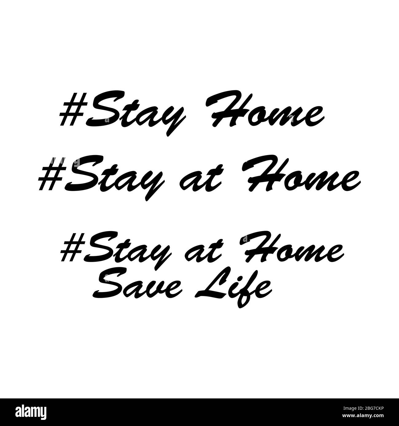 Black lettering isolated on a white background.Phrases or hashtags stay ...