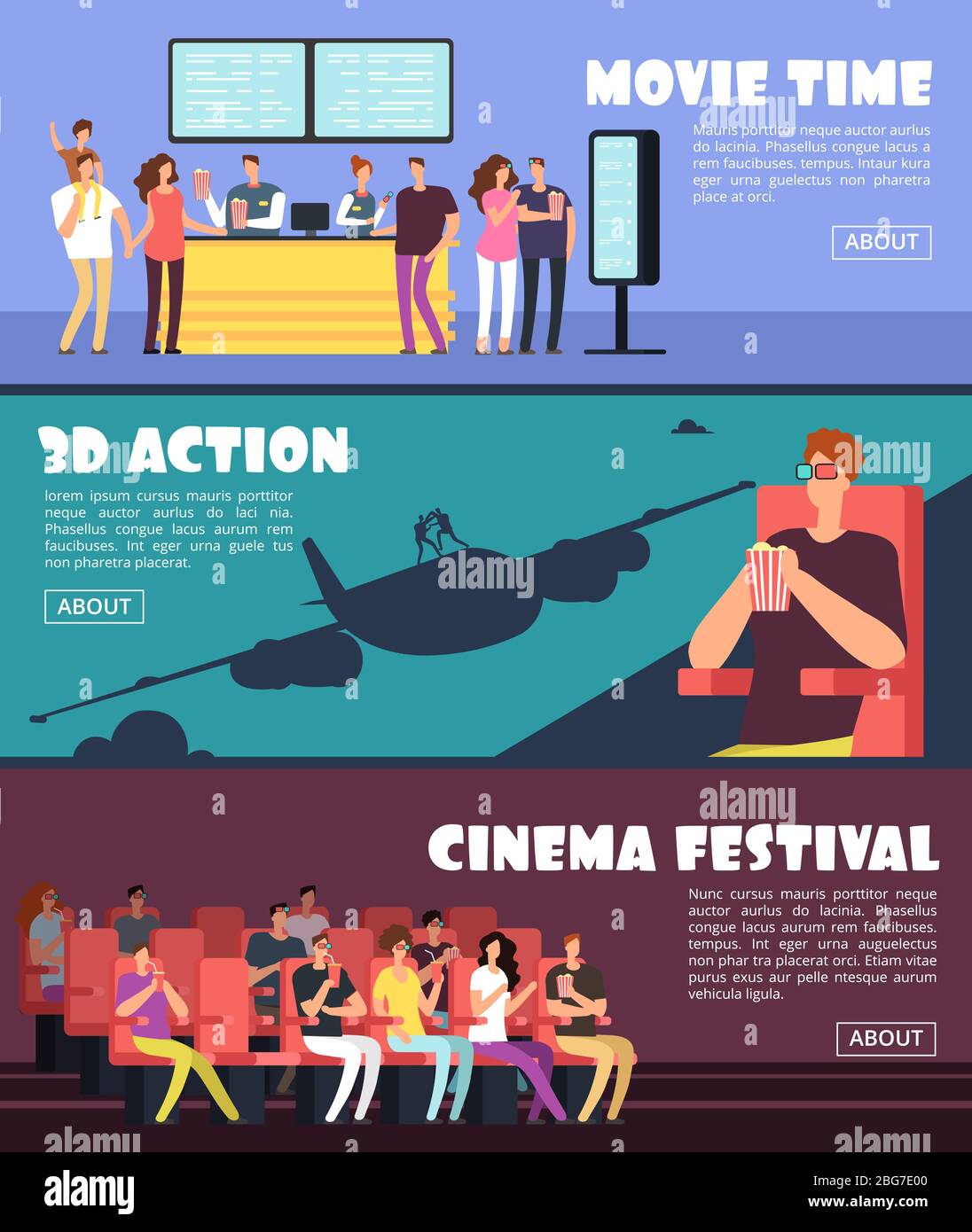 Cinema horizontal banners set hi-res stock photography and images - Alamy