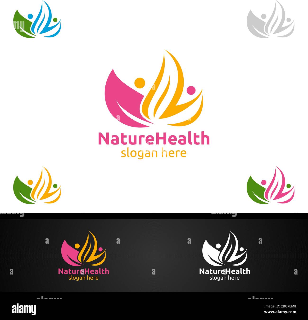 Organic Health Care Medical Logo with Human and Leaf Character for ...
