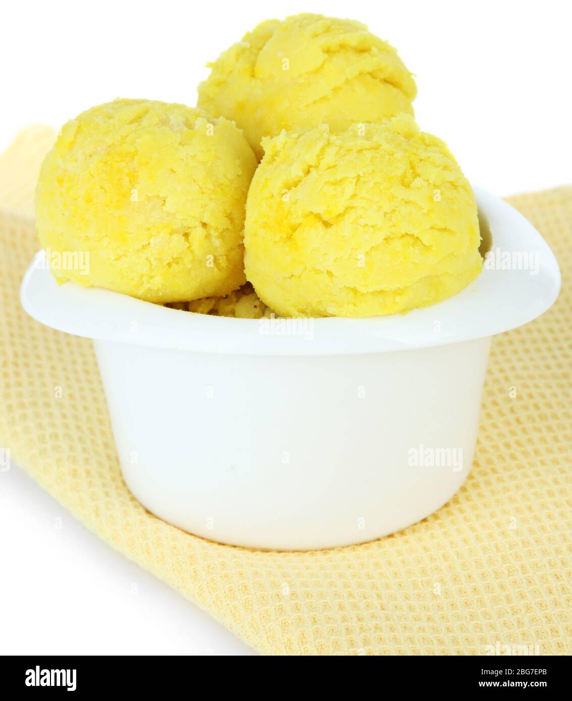 Tasty ice cream scoops in bowl, isolated on white Stock Photo - Alamy