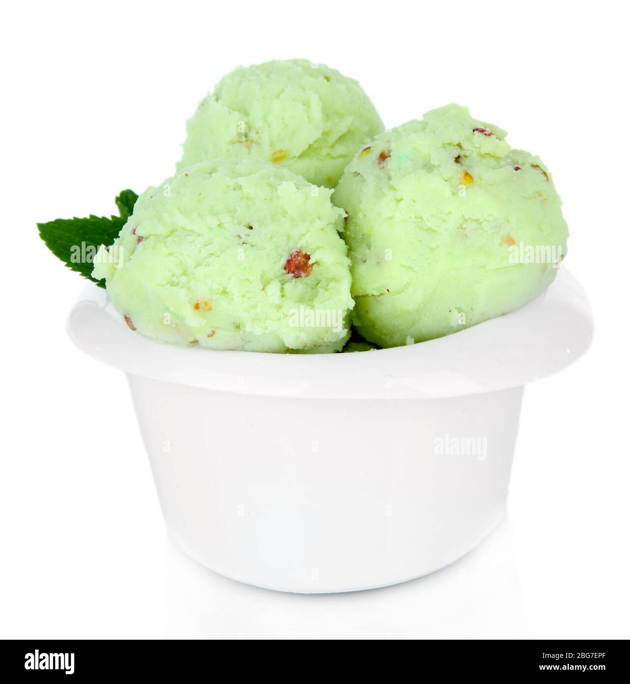 Tasty ice cream scoops in bowl, isolated on white Stock Photo - Alamy