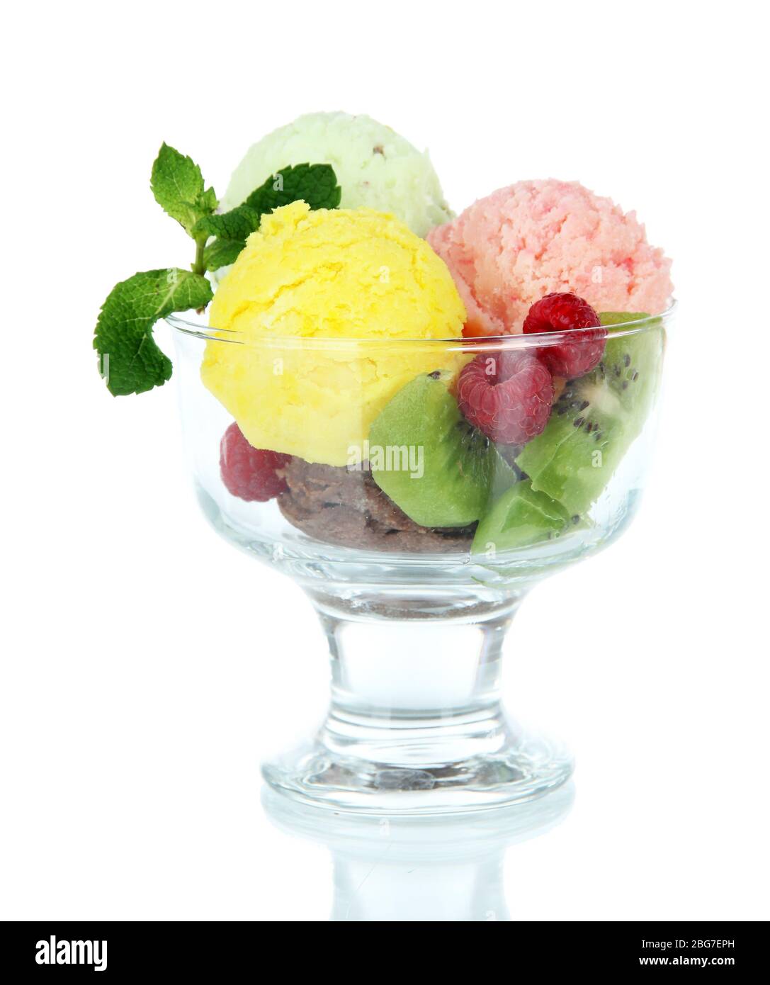 Tasty ice cream scoops, isolated on white Stock Photo - Alamy