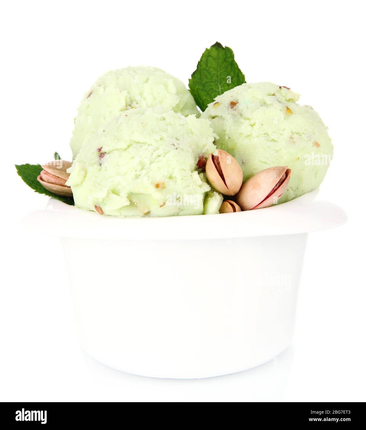 Tasty ice cream scoops in bowl, isolated on white Stock Photo - Alamy
