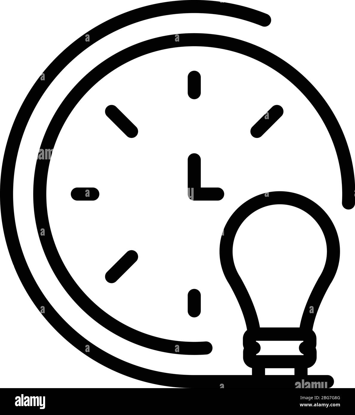 Clock and light bulb icon, outline style Stock Vector Image & Art - Alamy