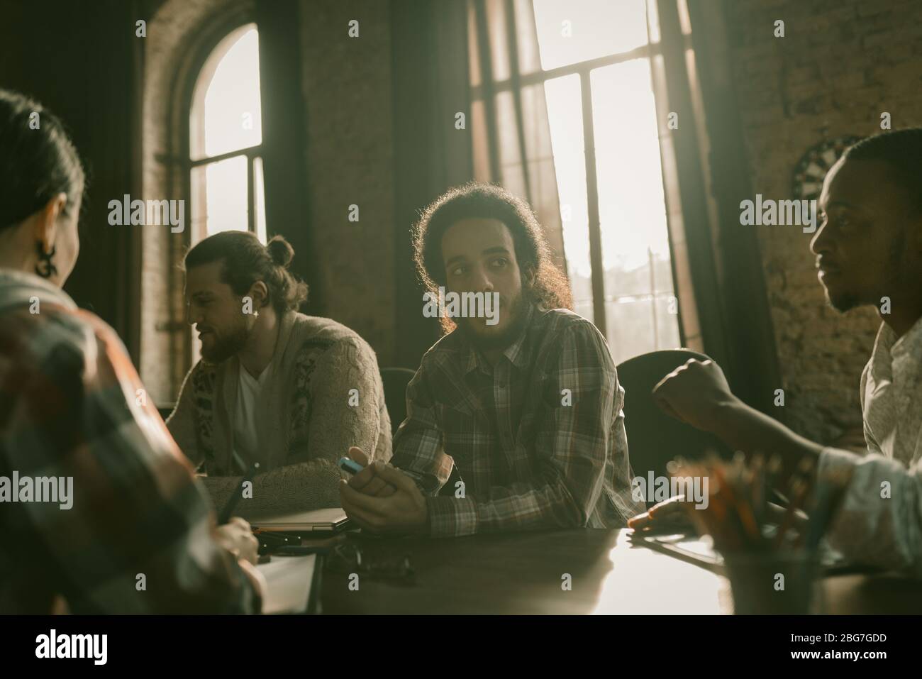 Teamwork Of Multi-Ethnic Business Group In Workspace Stock Photo - Alamy