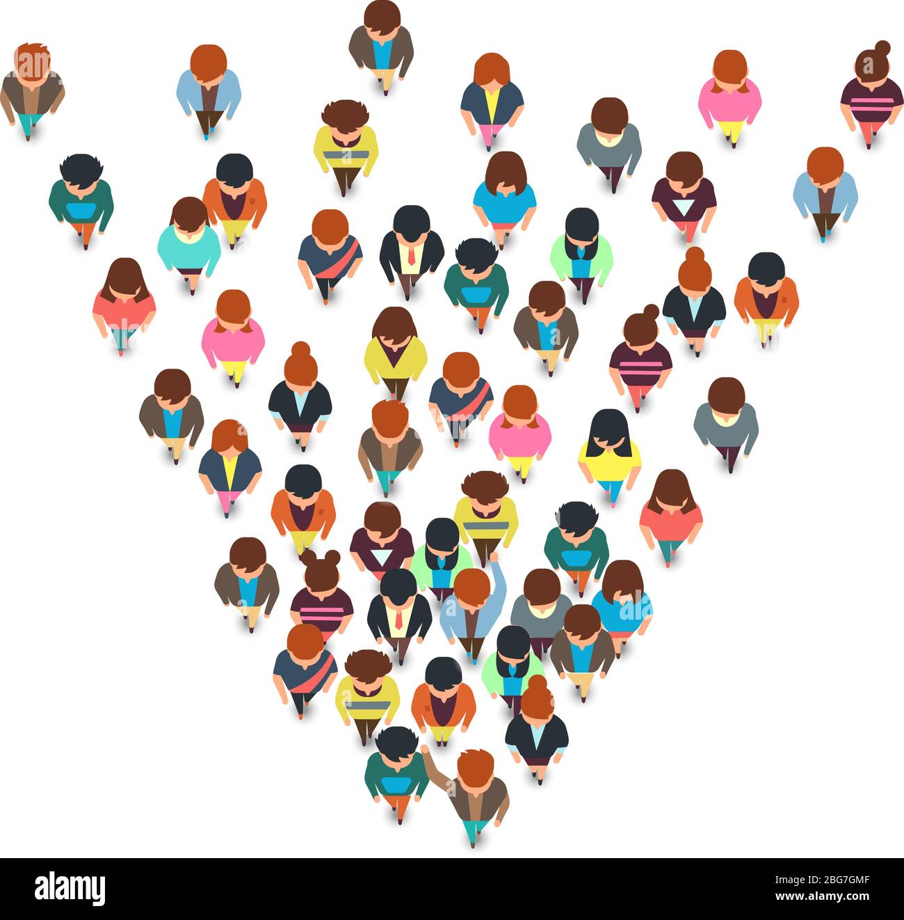 Cartoon Crowd Of People Walking