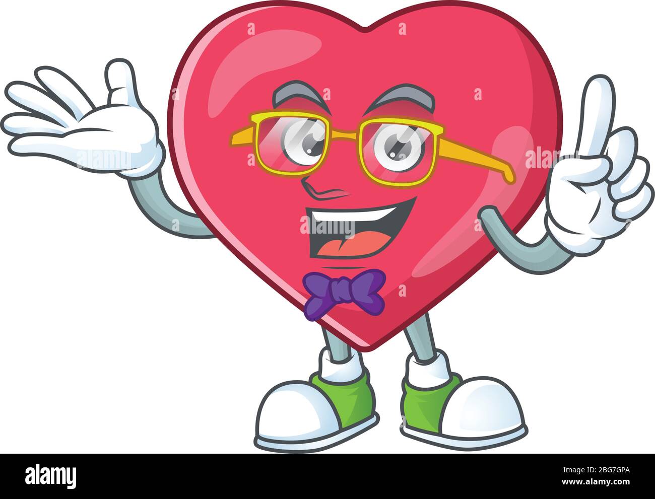 Cartoon character design of Geek heart medical notification wearing ...