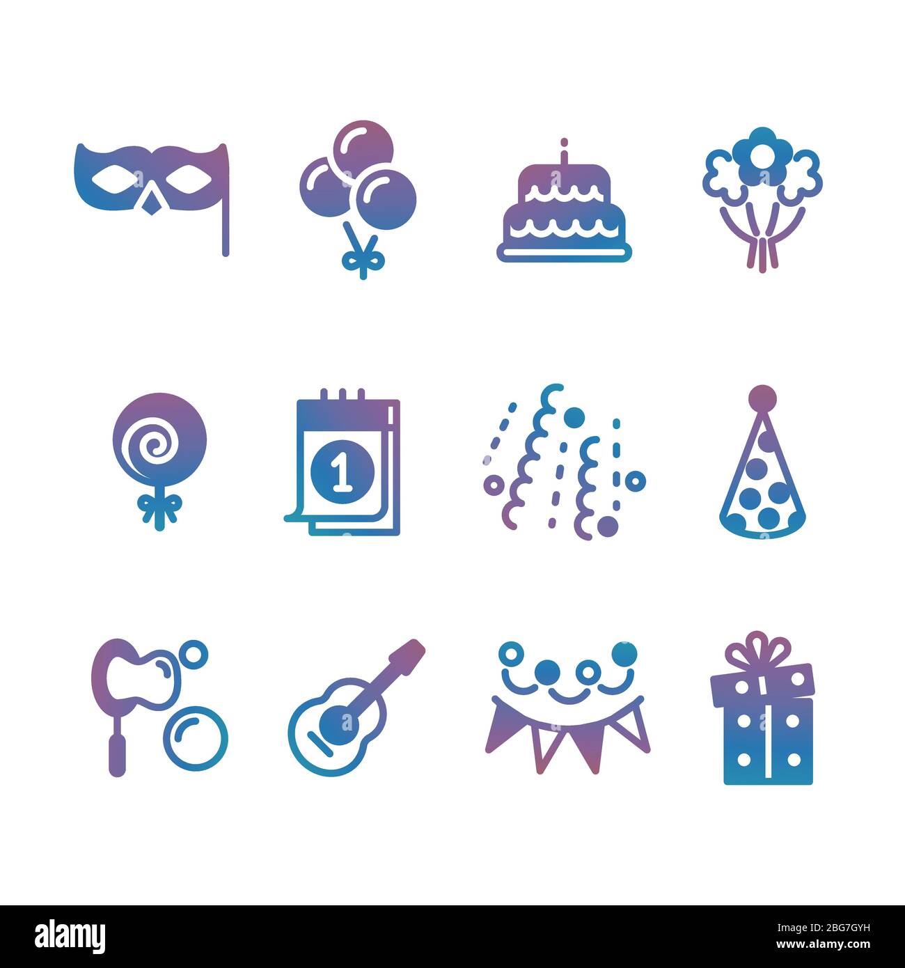 Party, event, festive icons isolated on white background. Vector ...