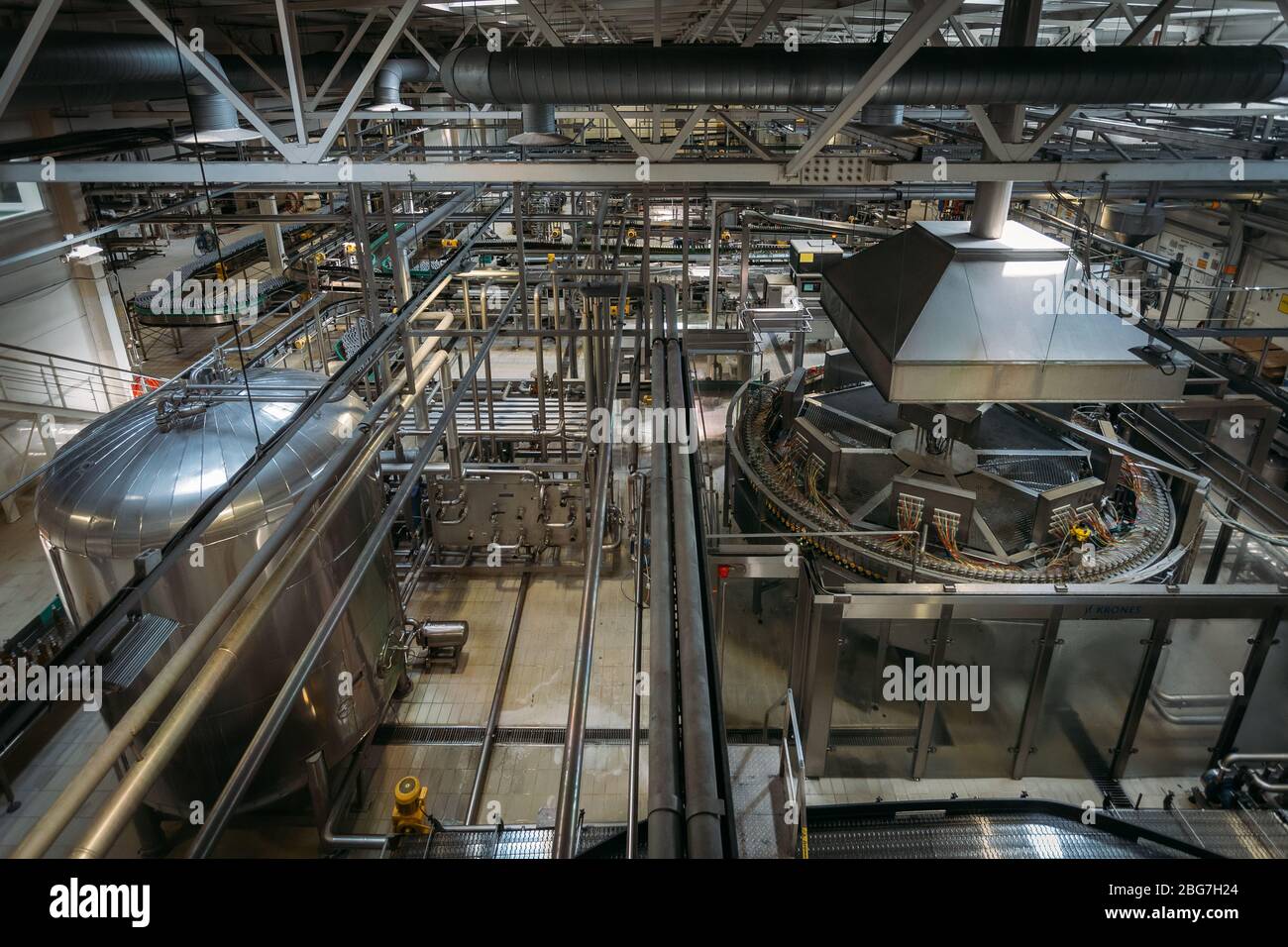 Automatic modern production line at brewery Stock Photo - Alamy