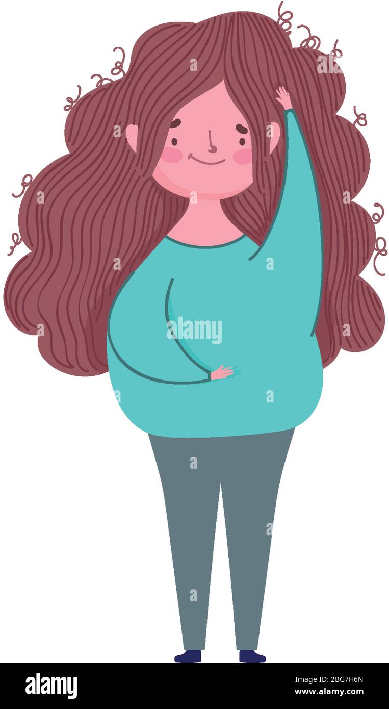 young woman standing cartoon character female isolated design vector ...