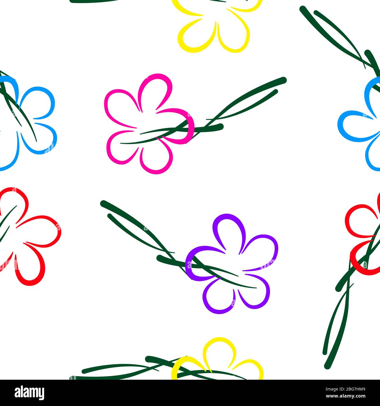 Simple seamless pattern of flowers isolated white background Stock ...