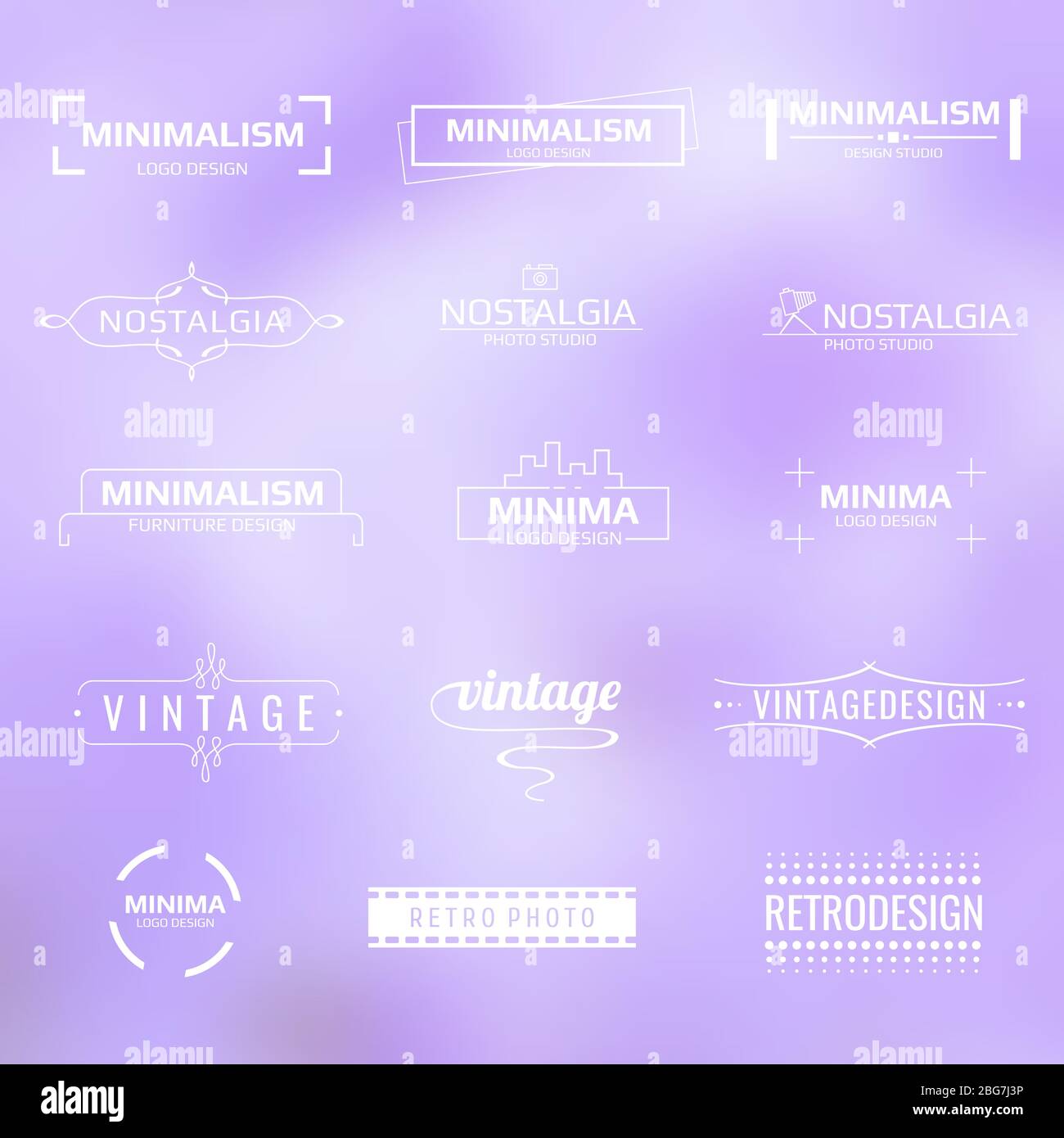 White minimal modern vector logos collection. Vintage labels set ...