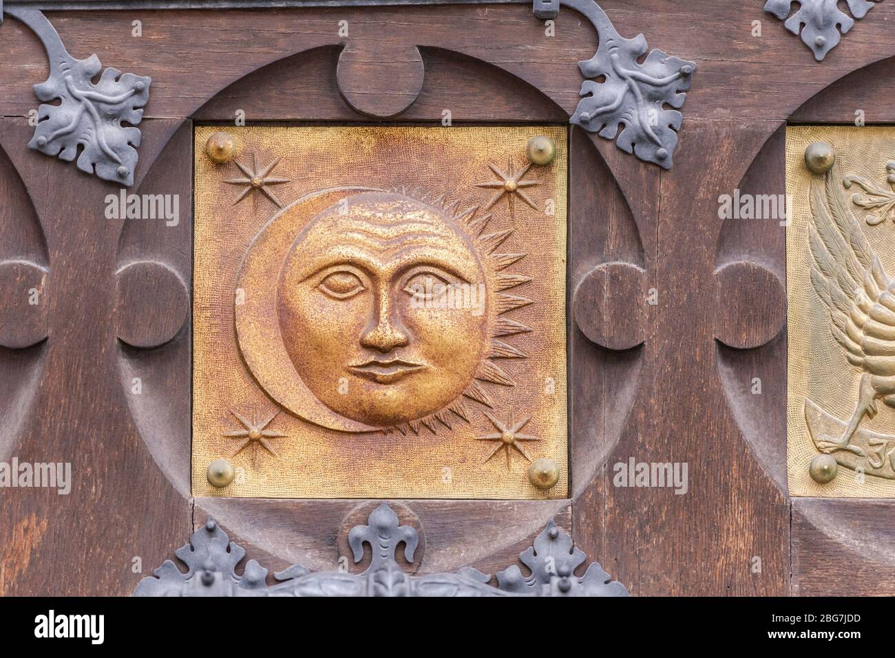 Bas relief sculpture on medieval door hi-res stock photography and ...