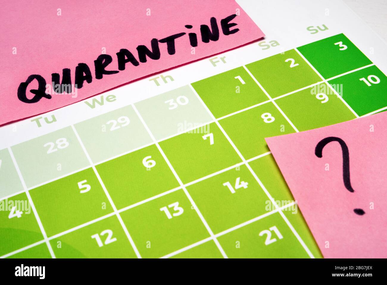 Quarantine prolonged to May. Calender of May with quarantine note ...