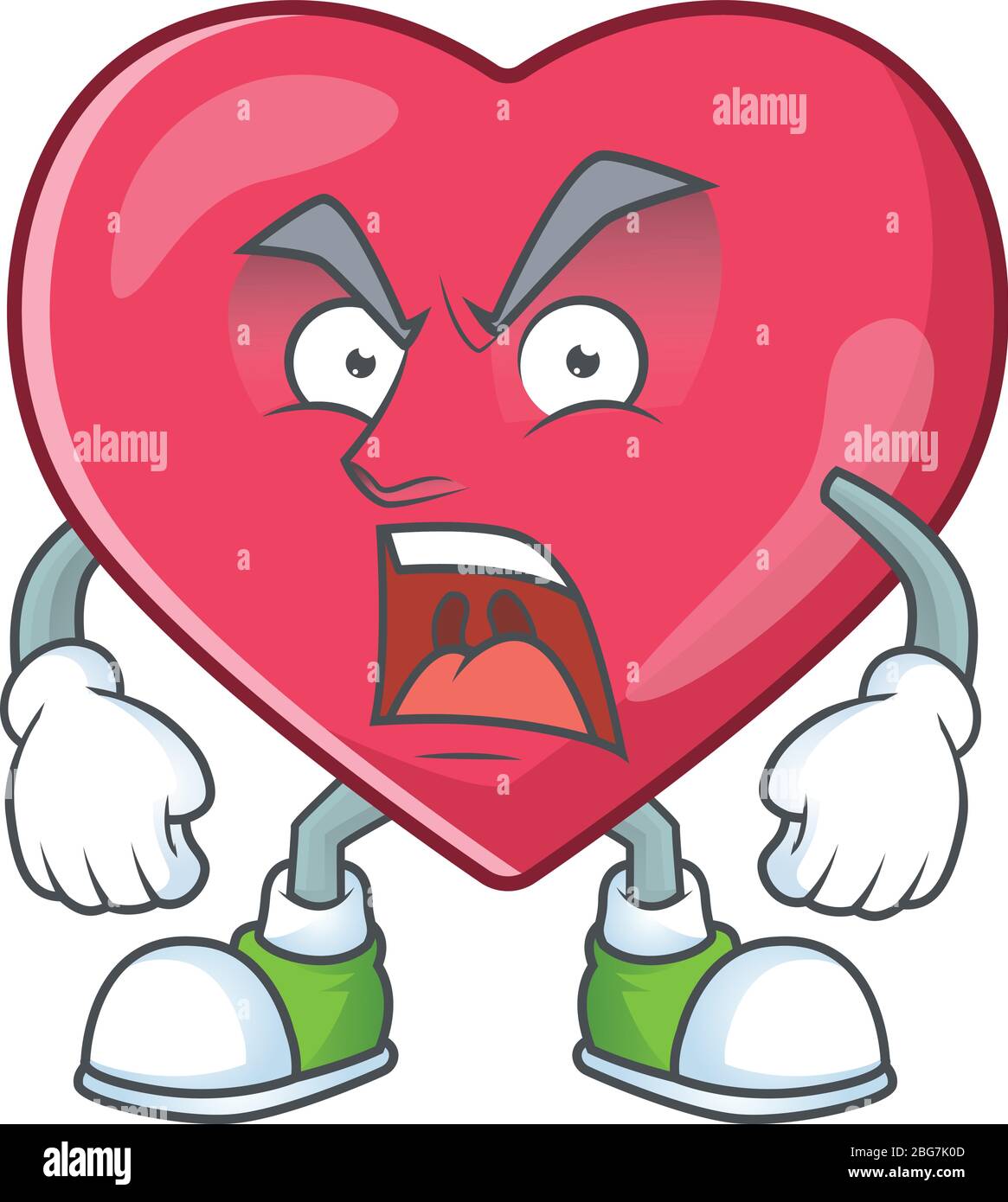 Heart medical notification cartoon character design with mad face Stock ...