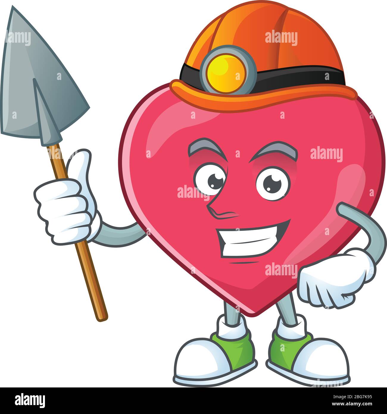cartoon character design of heart medical notification work as a miner ...