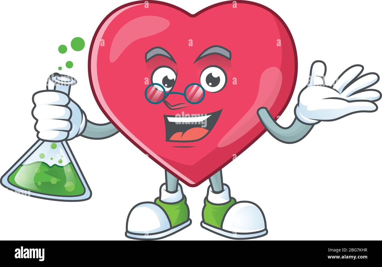 Heart medical notification genius Professor Cartoon character holding ...