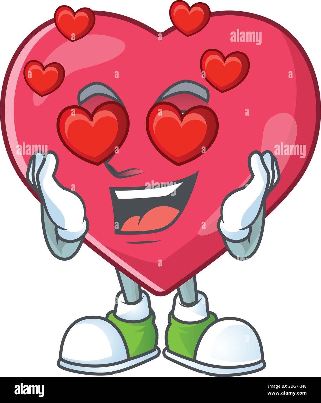 Charming heart medical notification cartoon character with a falling in ...