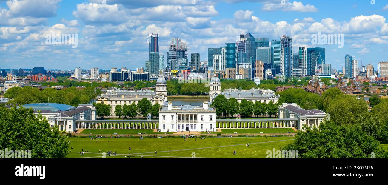 London Skyline from Greenwich England Prime Meridian Zero Longitude ...