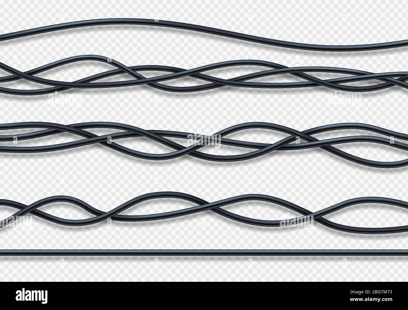 Realistic electrical wires, connection industrial cables vector set ...