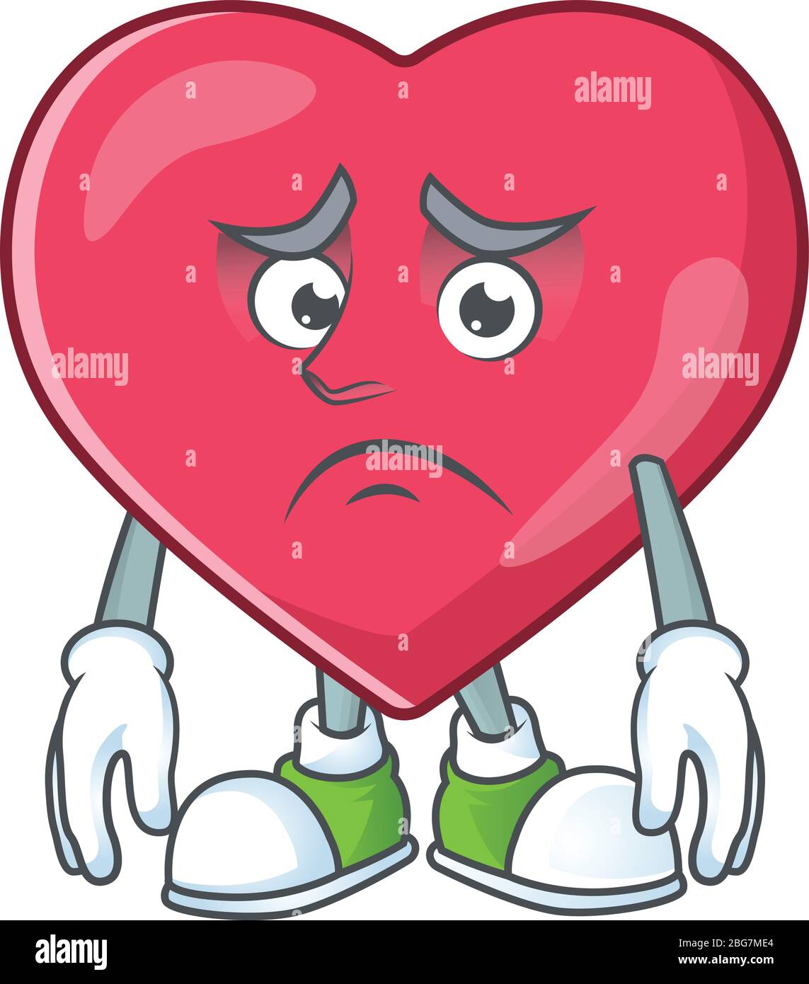 Cartoon picture of heart medical notification with worried face Stock ...