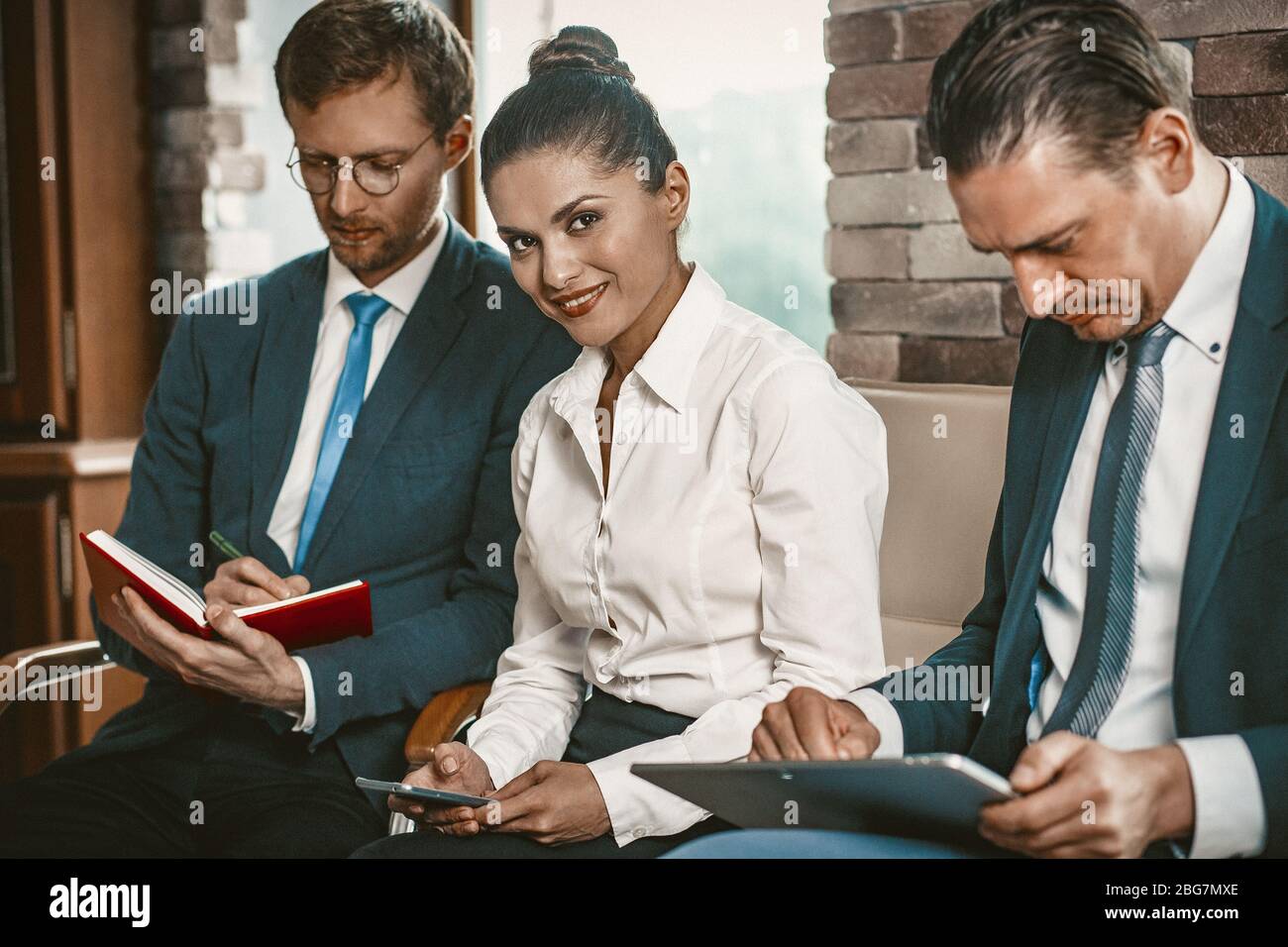 Coworkers Team Preparing Before Business Meeting Stock Photo - Alamy