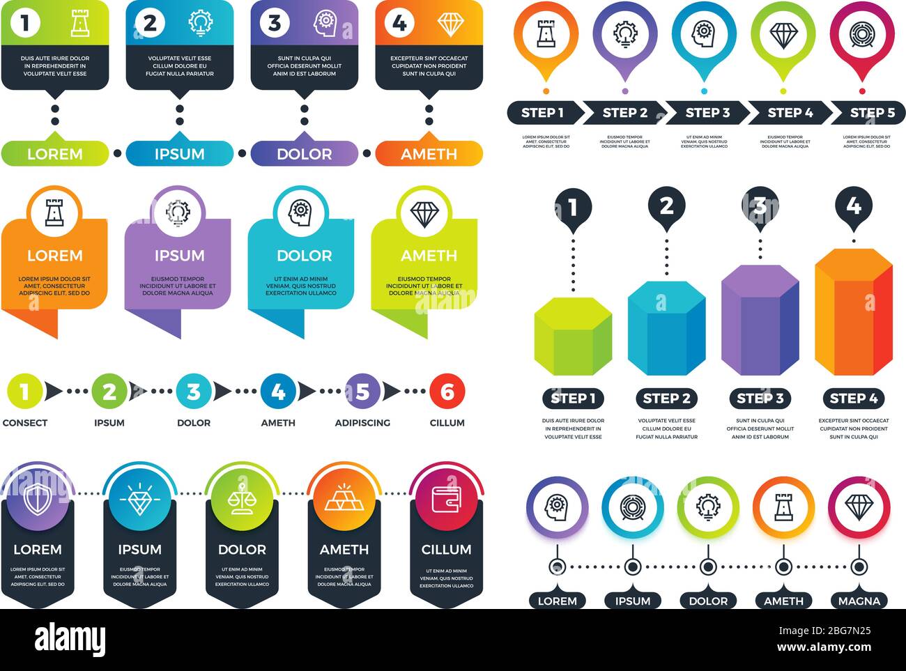 Business infographics. Info graphs, timeline and abstract circular ...