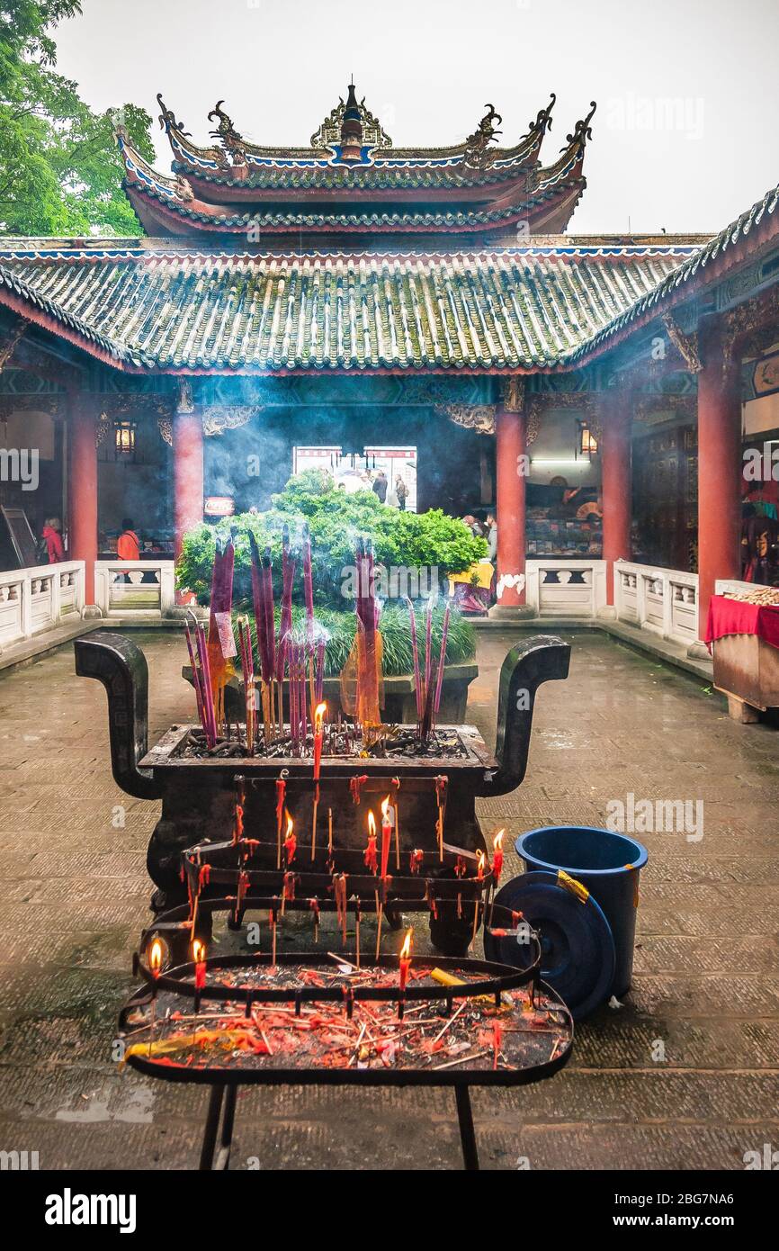 Fengdu, China - May 8, 2010: Ghost City, historic sanctuary. Courtyard ...