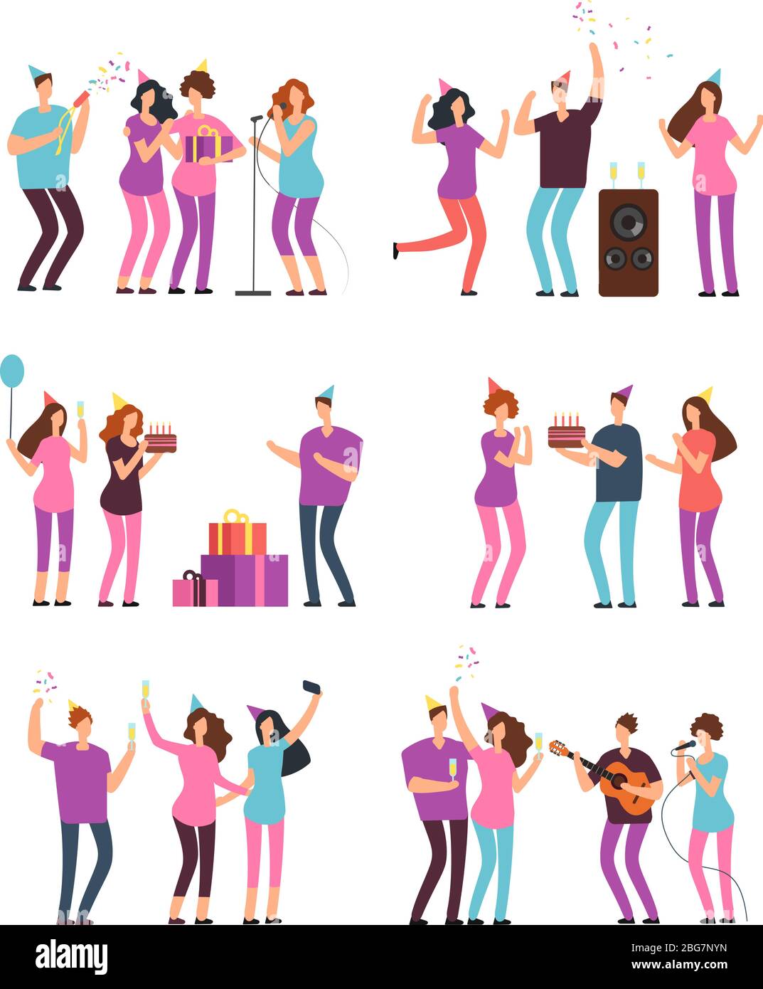 People groups at family birthday party with firecracker, cake and ...