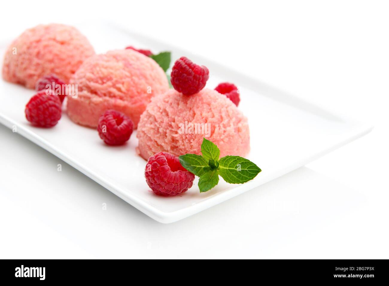 Delicious ice cream on plate isolated on white Stock Photo - Alamy