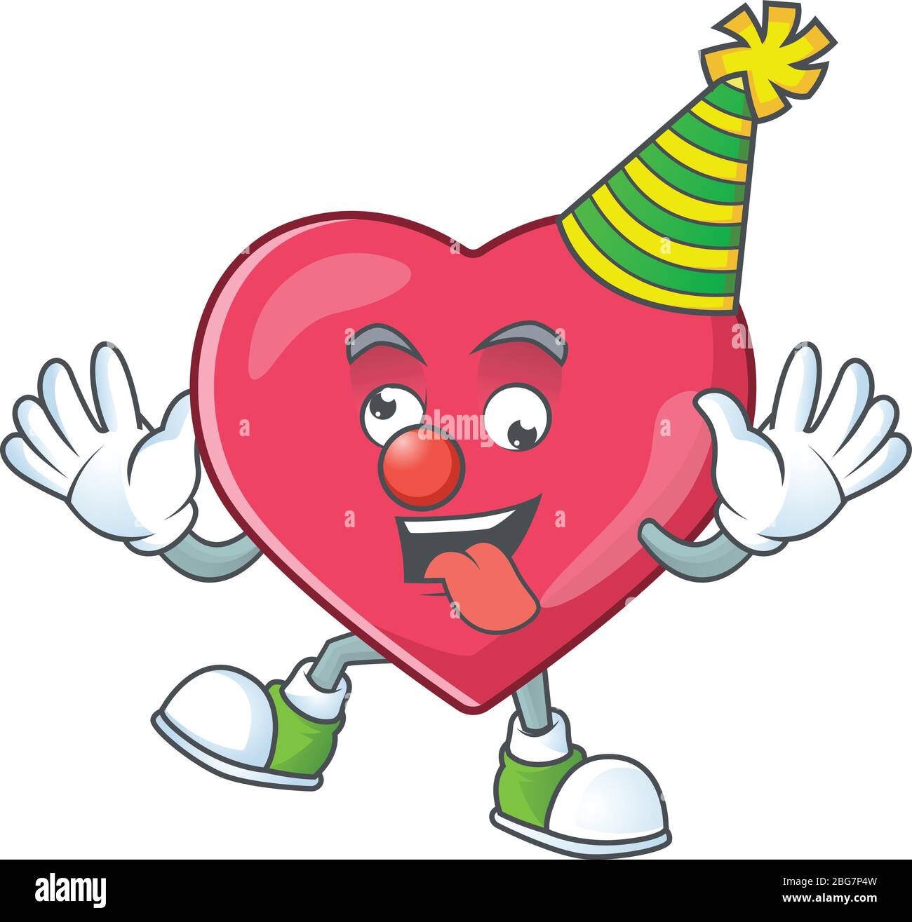 Amusing Clown heart medical notification cartoon character mascot style ...