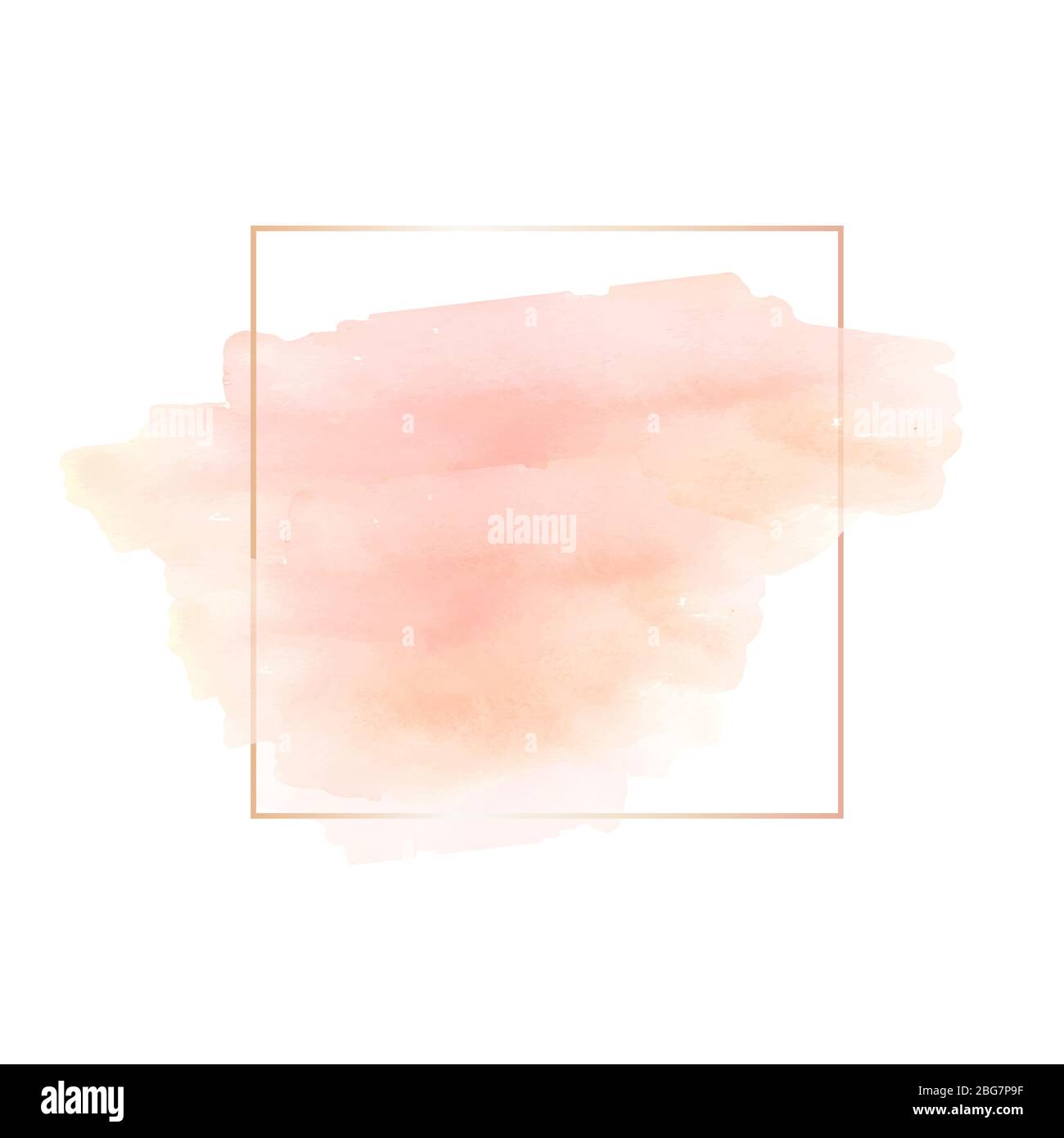 Beige natural watercolor texture in a gold frame. Modern graphic design ...