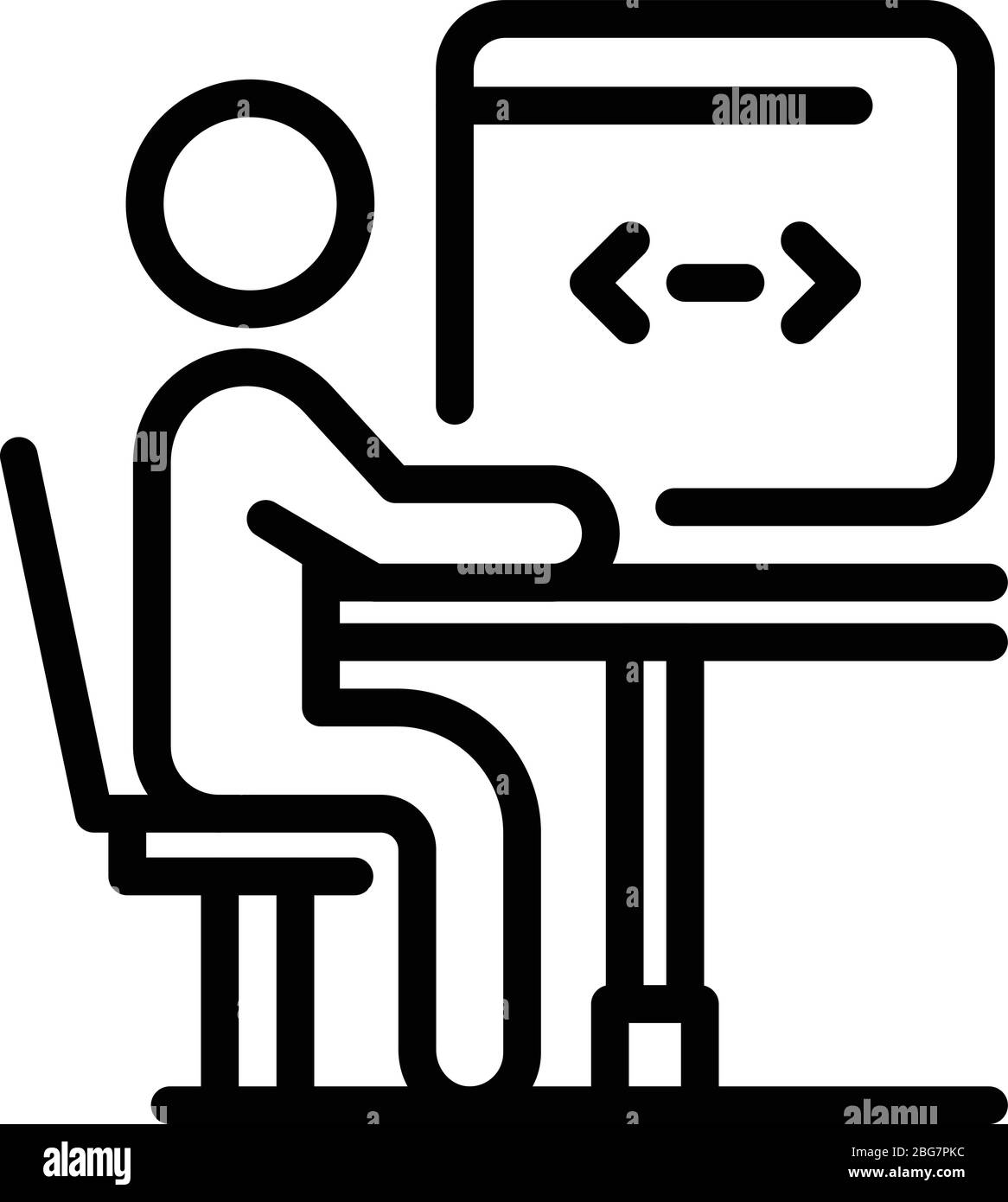 Man Coding On Pc Icon Outline Style Stock Vector Image And Art Alamy