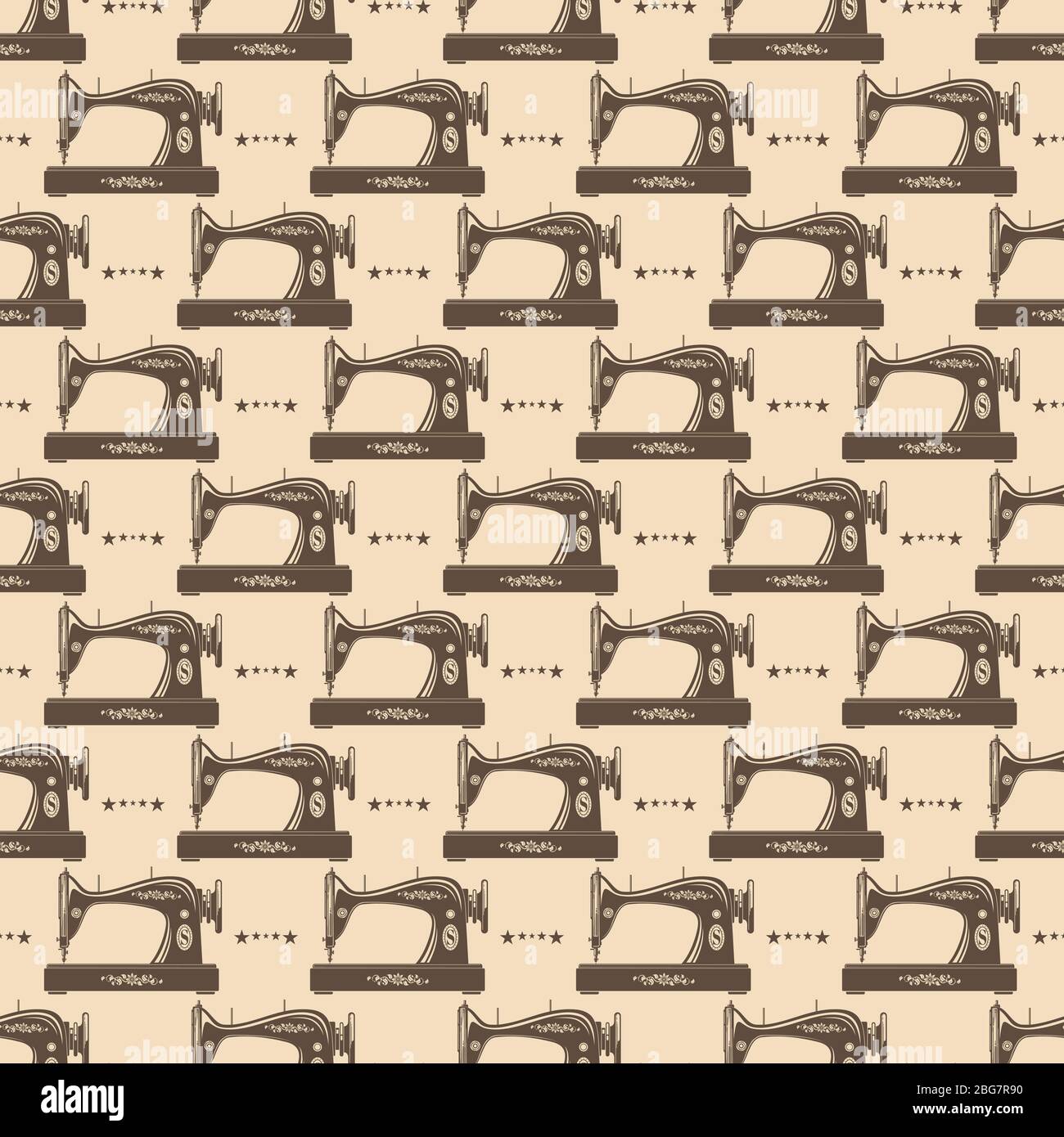 Vintage sewing machine for craft seamless pattern background. Vector ...