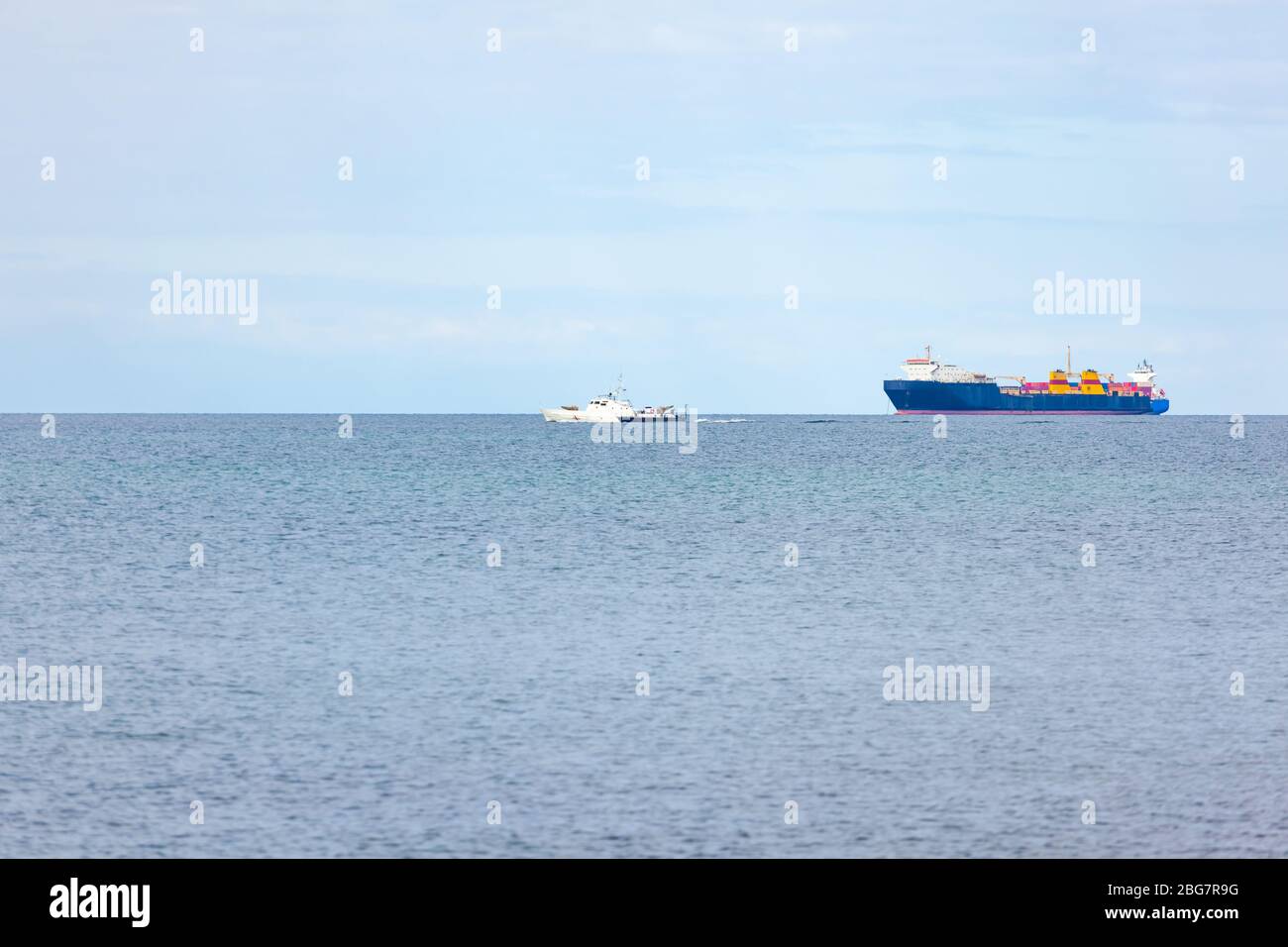 Ship on the horizon of the Black Sea, Poti, Georgia Stock Photo - Alamy