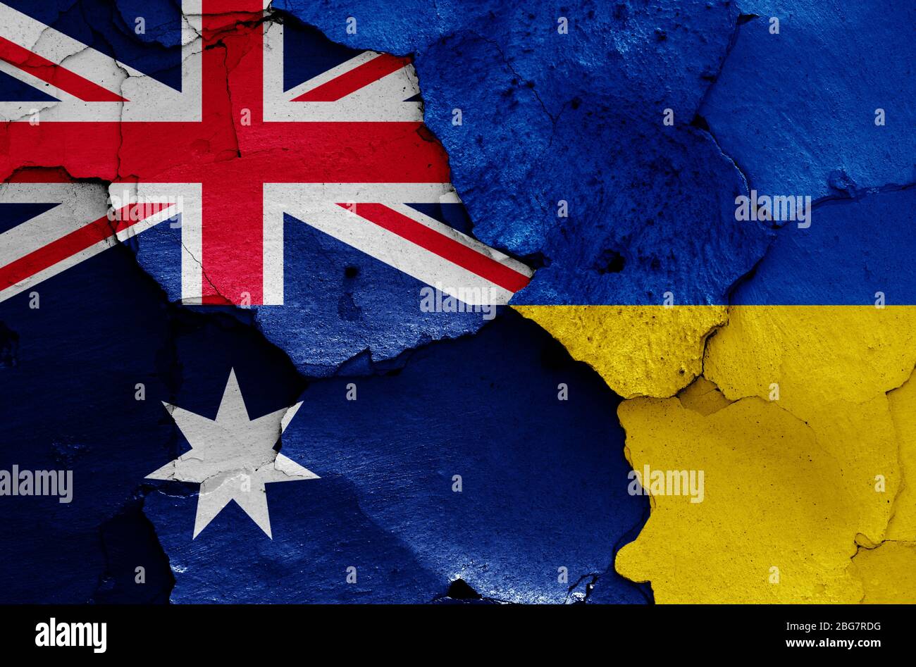 flags of Australia and Ukraine painted on cracked wall Stock Photo - Alamy
