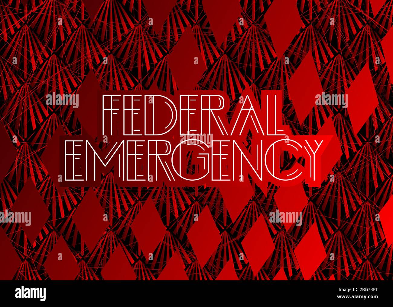 Art Deco Federal Emergency text. Decorative greeting card, sign with ...