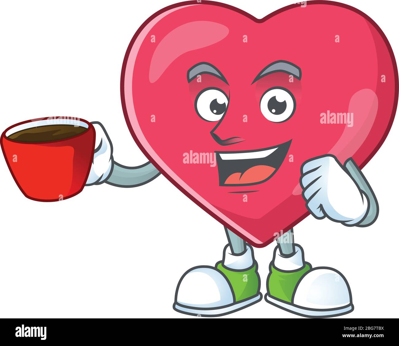 An image cartoon character of heart medical notification with a cup of ...