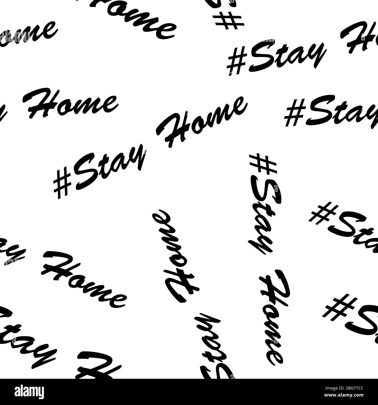 Seamless vector background with the words stay home isolated on white ...
