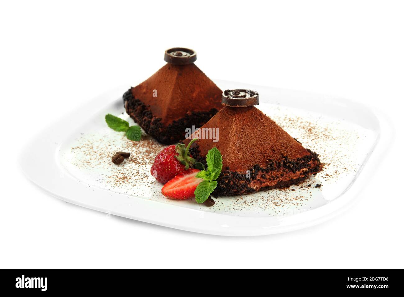 Delicious chocolate cakes isolated on white Stock Photo - Alamy