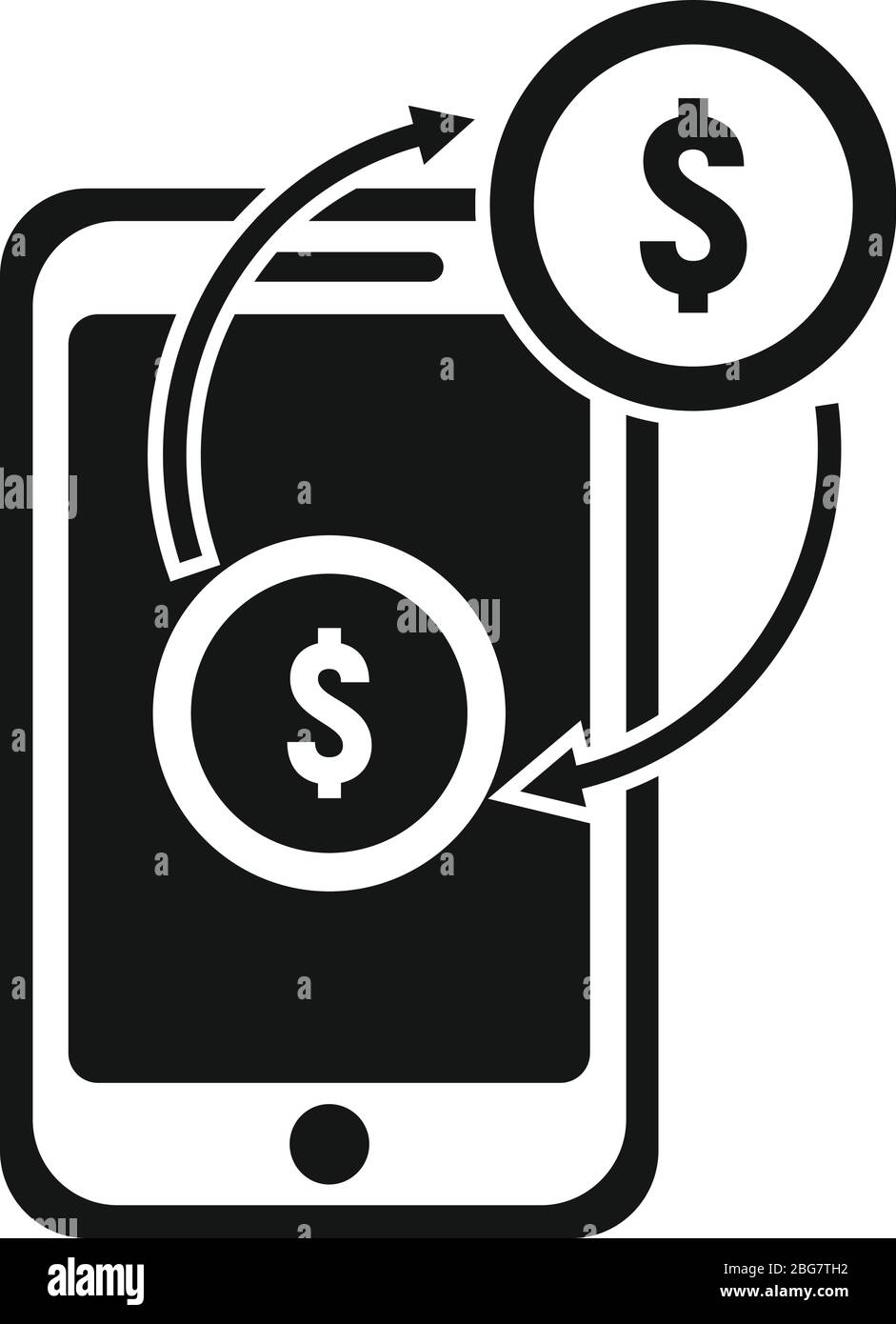 Smartphone money transfer icon. Simple illustration of smartphone money ...