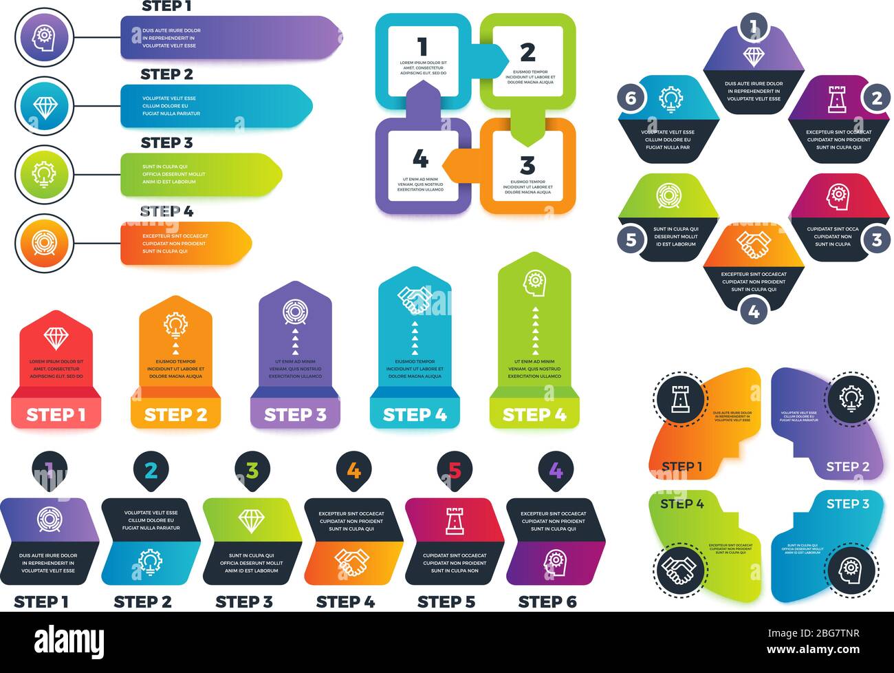 Process infographics. Business infographic elements, strategy map and ...