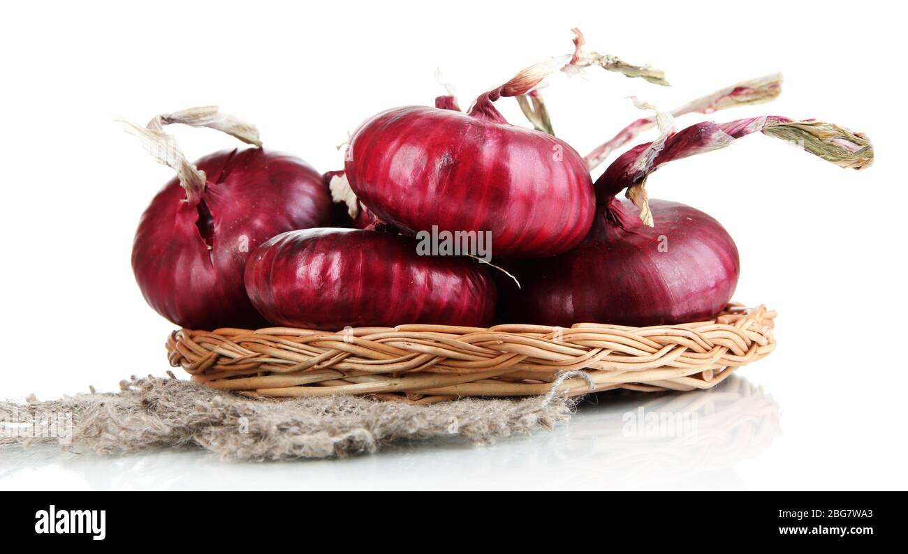 Fresh red onions isolated on white Stock Photo - Alamy