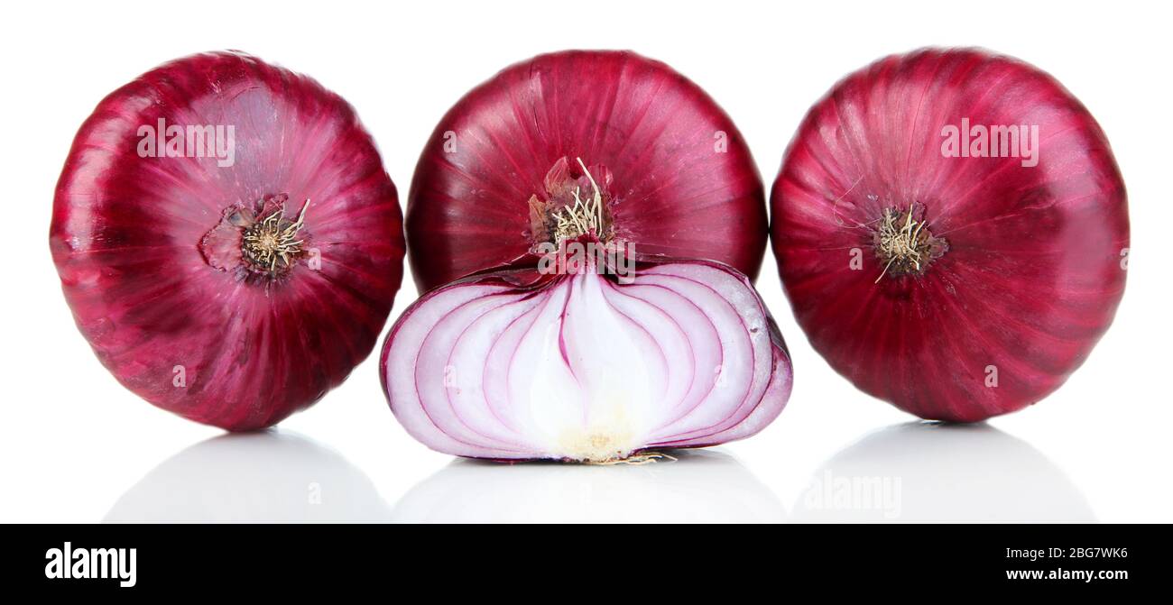 Fresh red onions isolated on white Stock Photo - Alamy