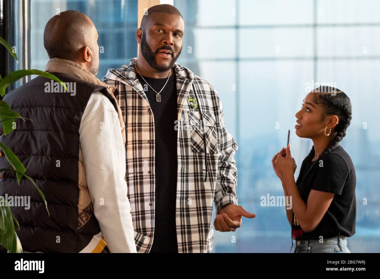 #BLACKAF, from left: Kenya Barris, Tyler Perry (as himself), Iman ...