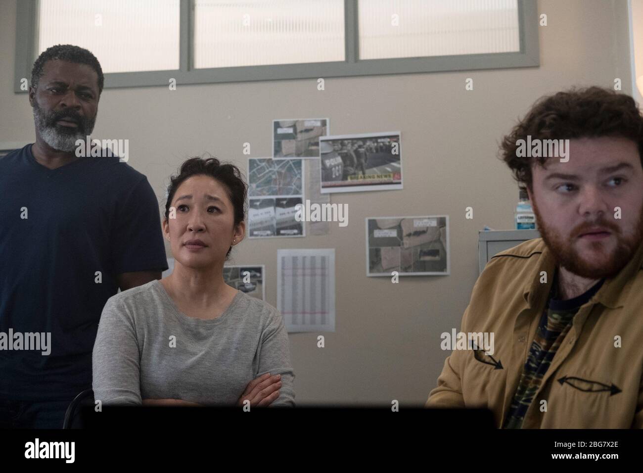 KILLING EVE, from left: Danny Sapani, Sandra Oh, Turlough Convery ...