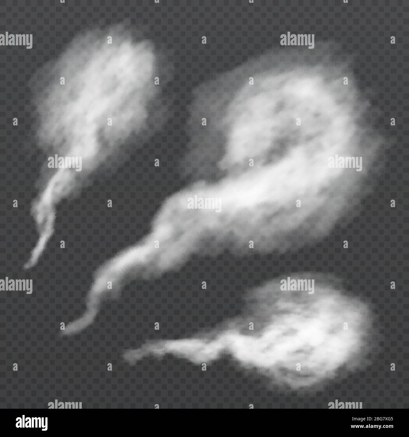 White smoke puff, vapour trail. Vector steam flow isolated on ...
