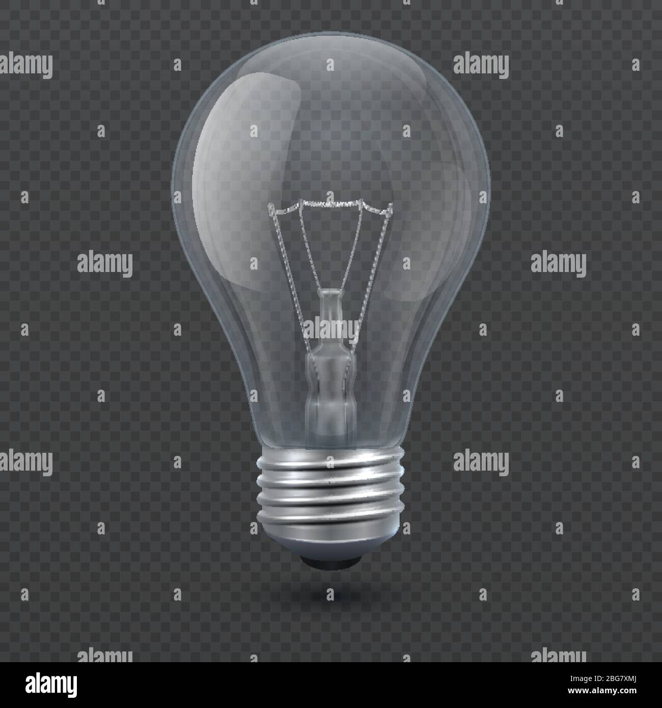 Realistic 3d light bulb vector illustration isolated on transparent ...