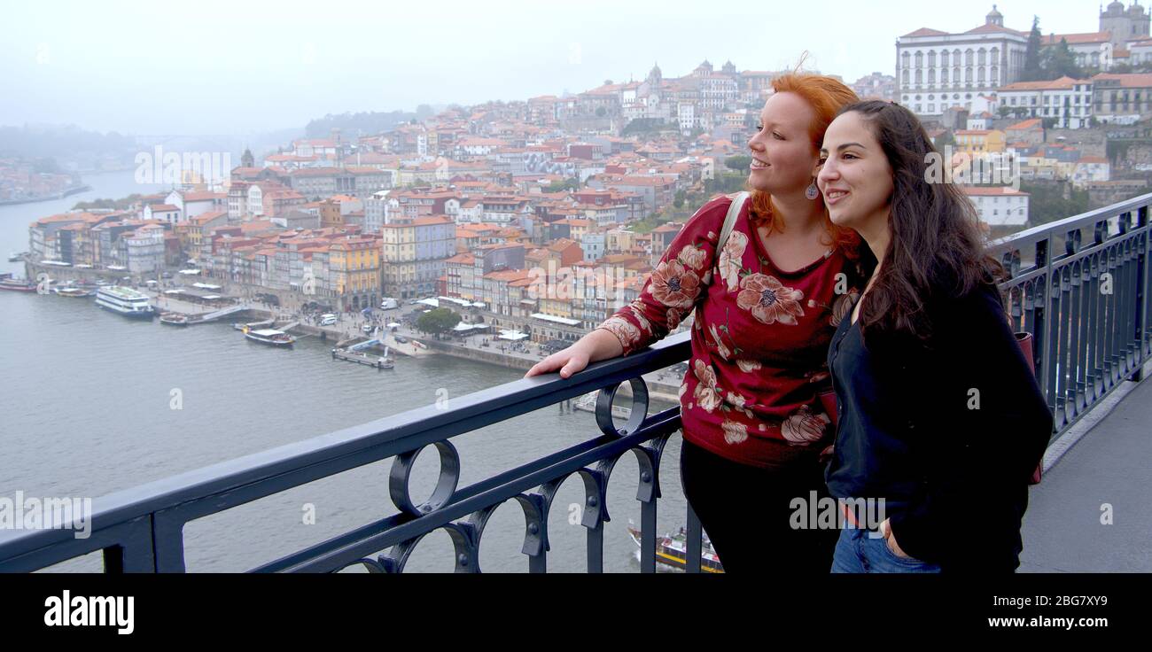 Walking over Dom Luis Bridge in Porto Stock Photo - Alamy