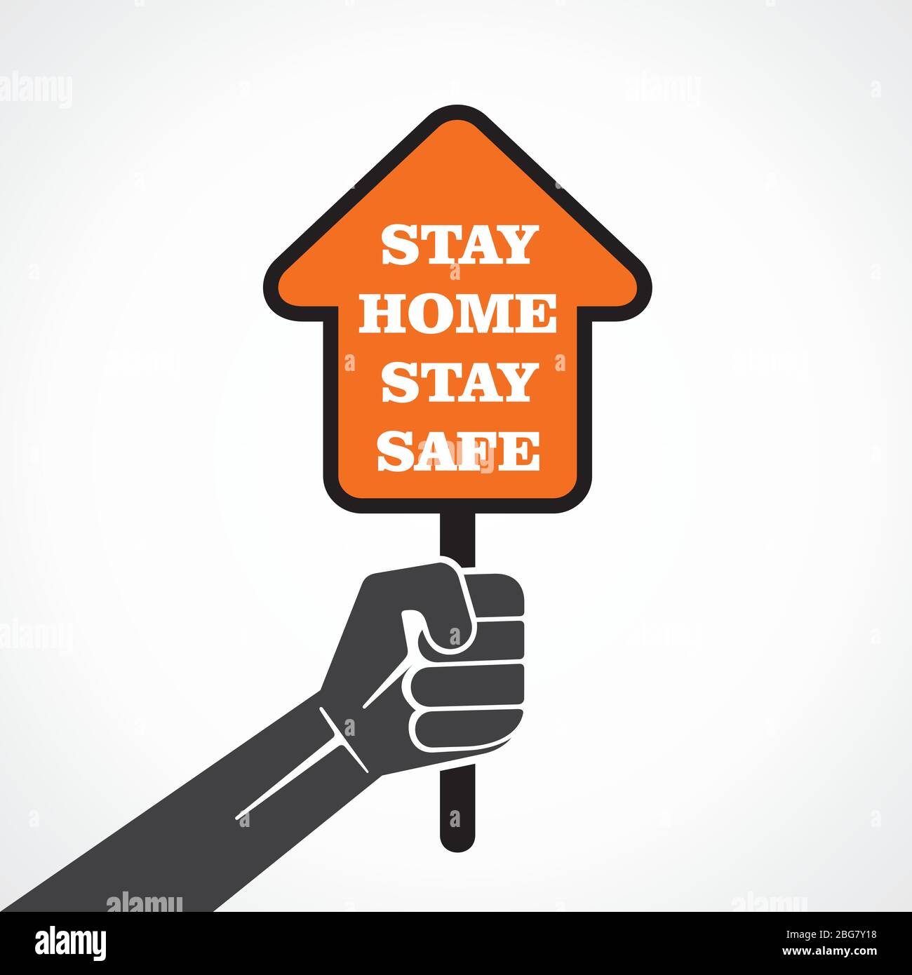 stay home stay safe hold banner in hand concept design Stock Vector ...